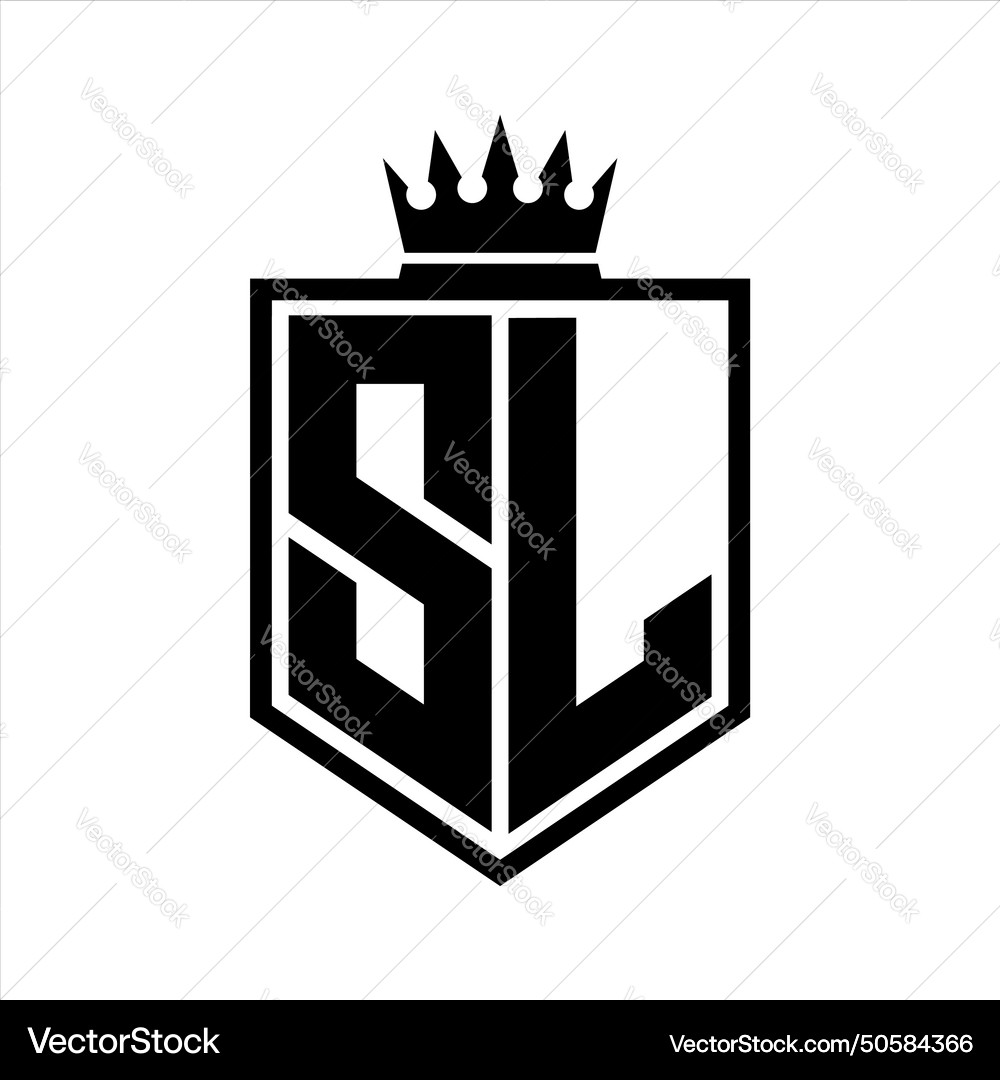 Sl logo monogram bold shield geometric shape Vector Image