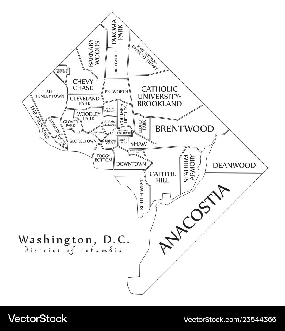 Washington DC City Map Royalty Free Vector Image