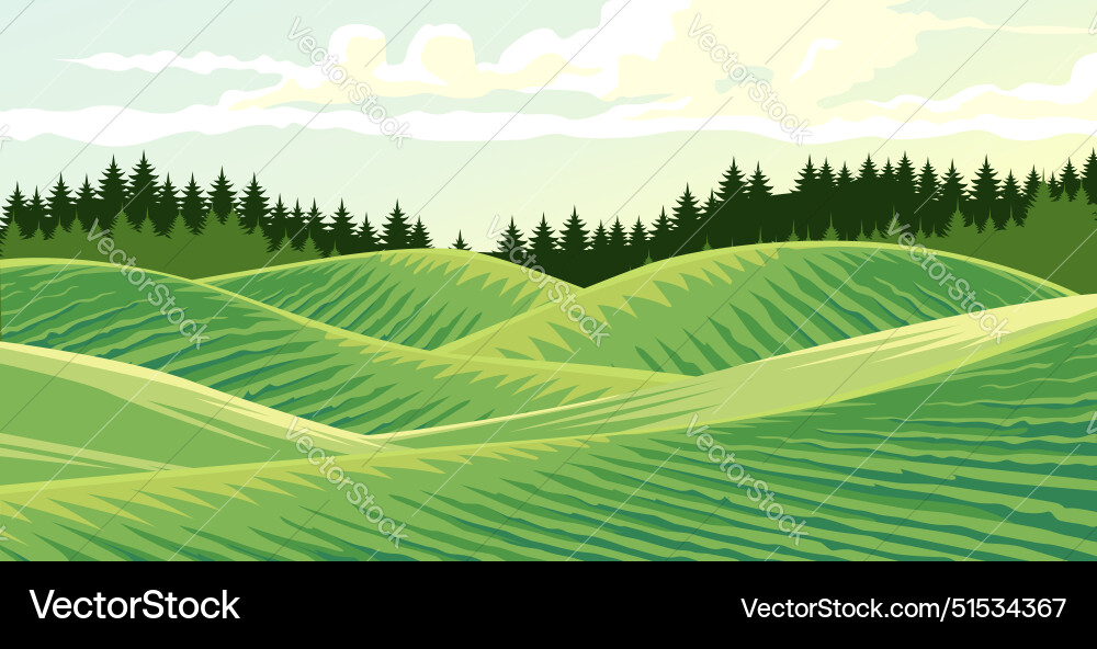 A view of hills with clear sky Royalty Free Vector Image