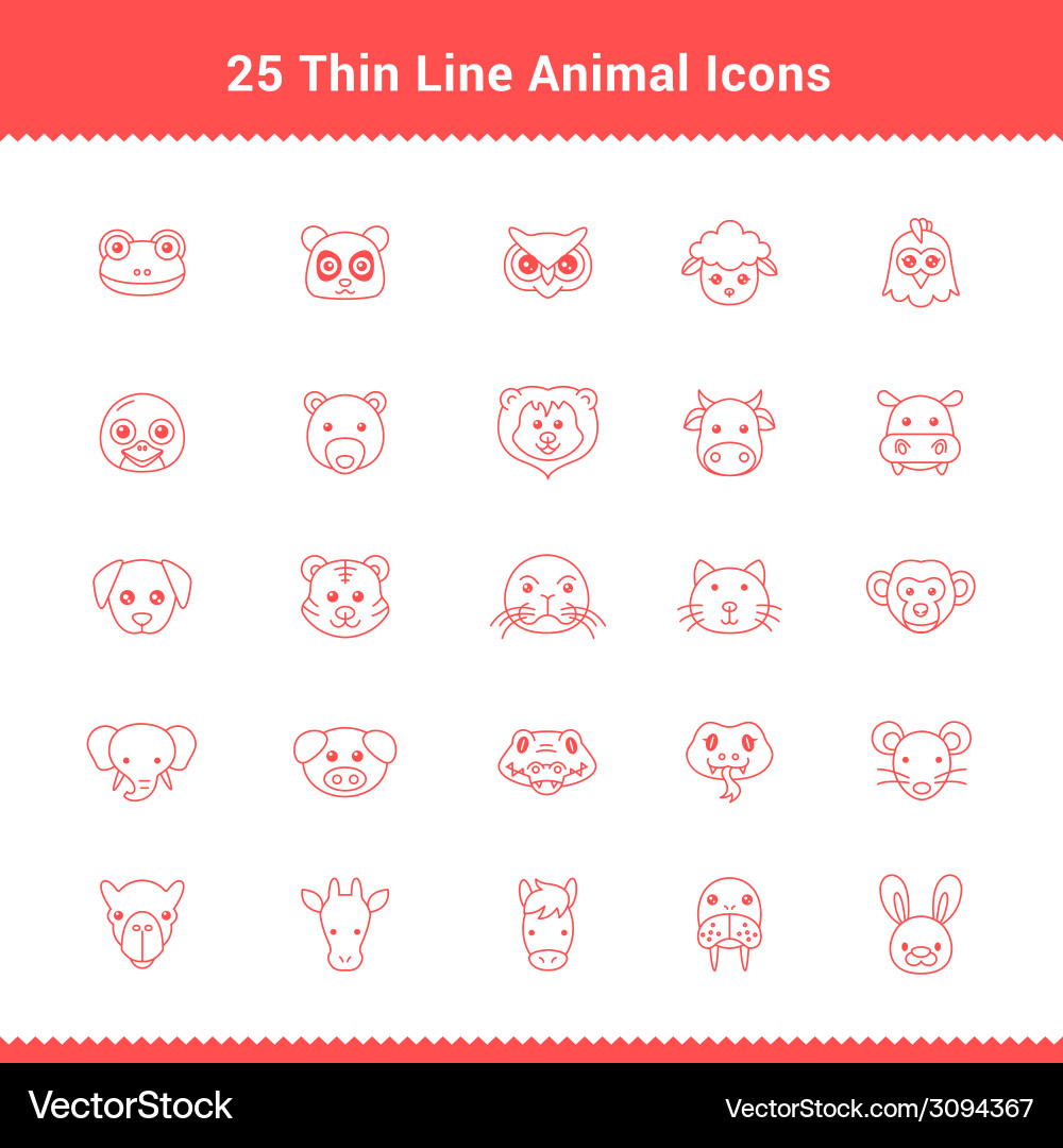 Animal Line Icons - Diverse Wildlife Royalty Free Vector