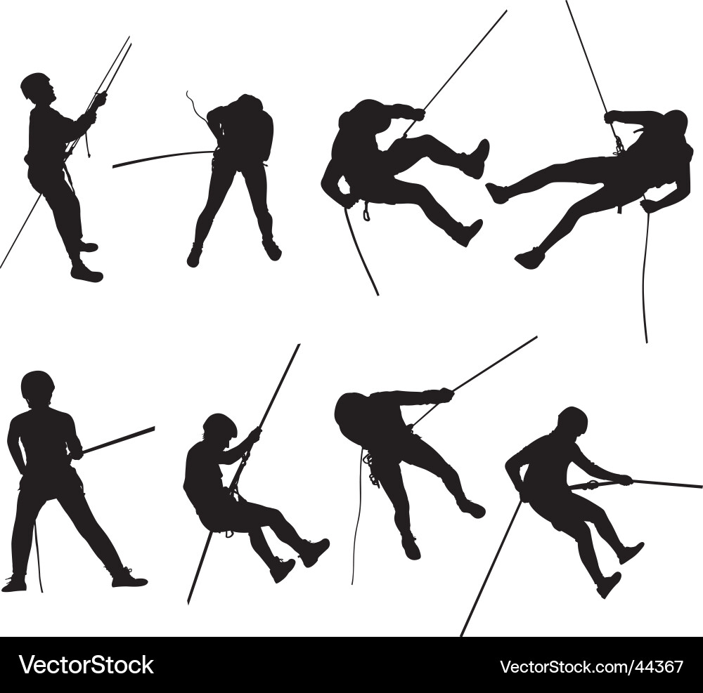 Canyoning silhouette Royalty Free Vector Image