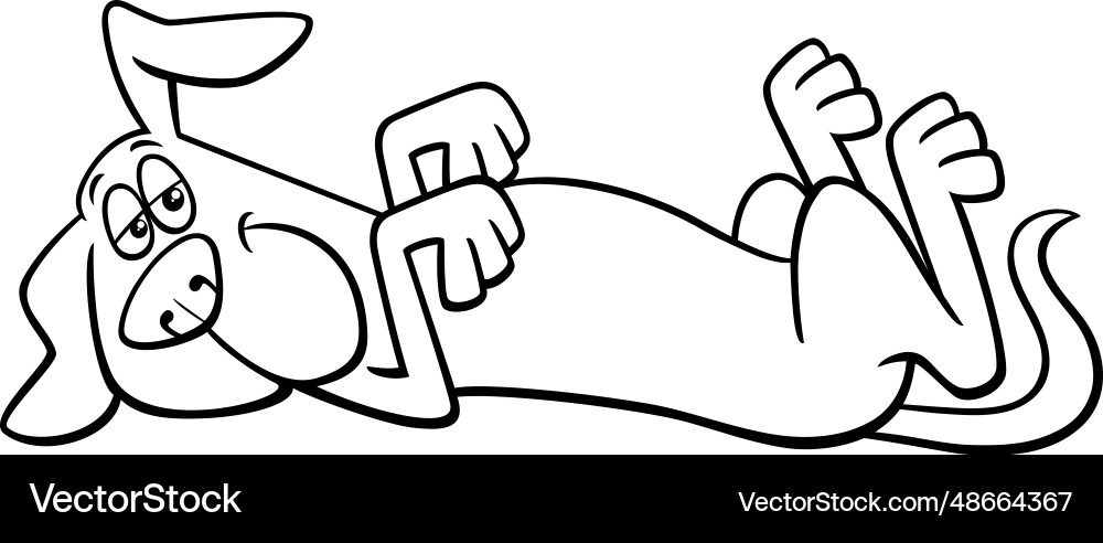 Cartoon do lying down and resting coloring page Vector Image