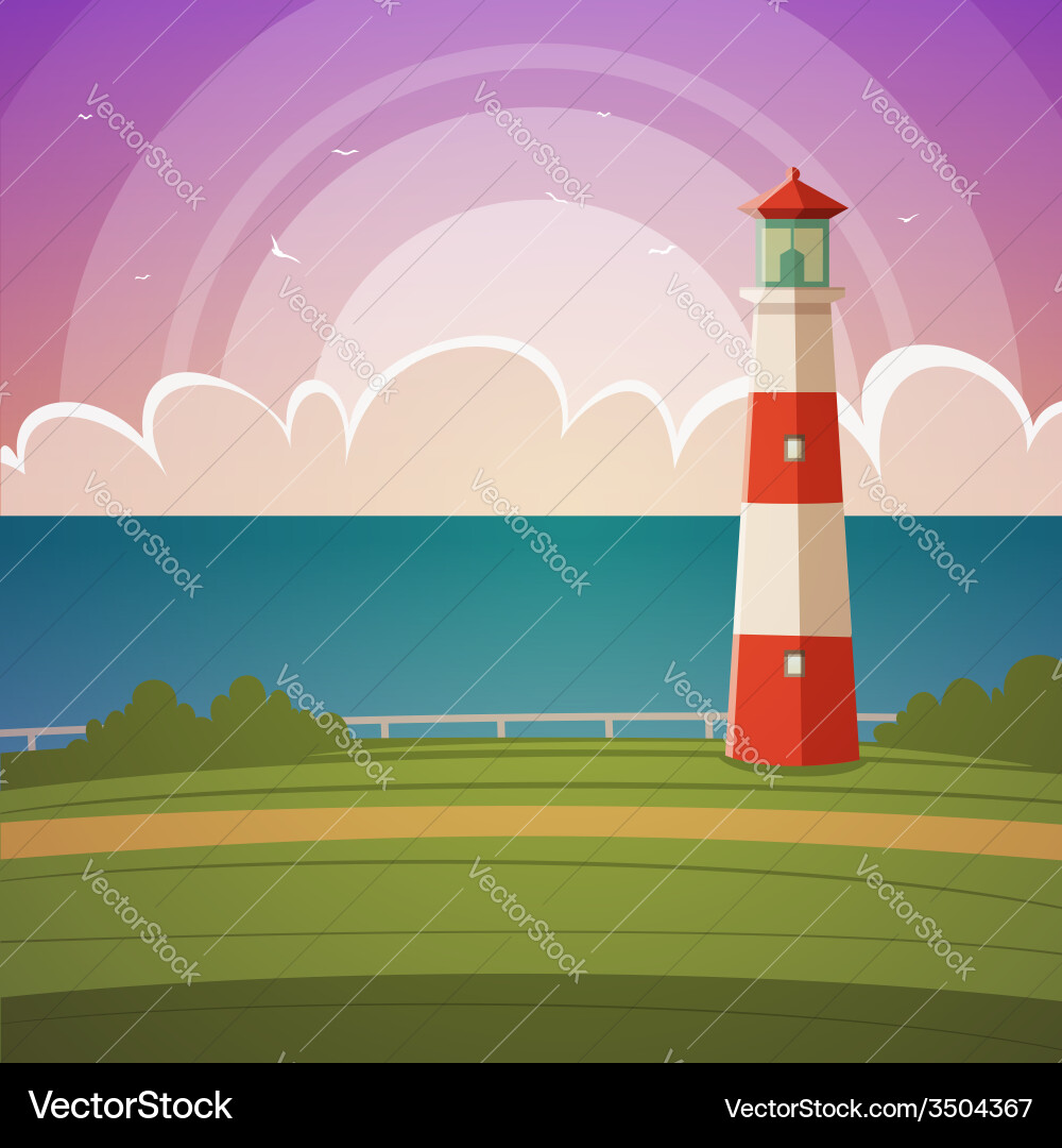 Cartoon lighthouse Royalty Free Vector Image - VectorStock
