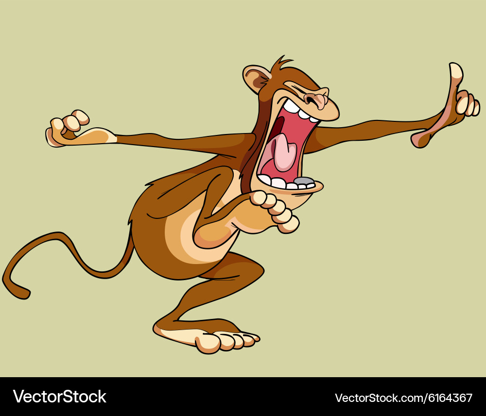 Cartoon screaming monkey red Royalty Free Vector Image