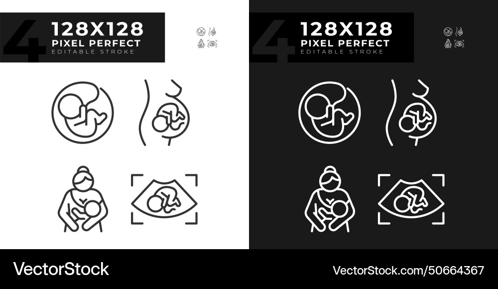 Child growth linear icons set for dark light mode Vector Image
