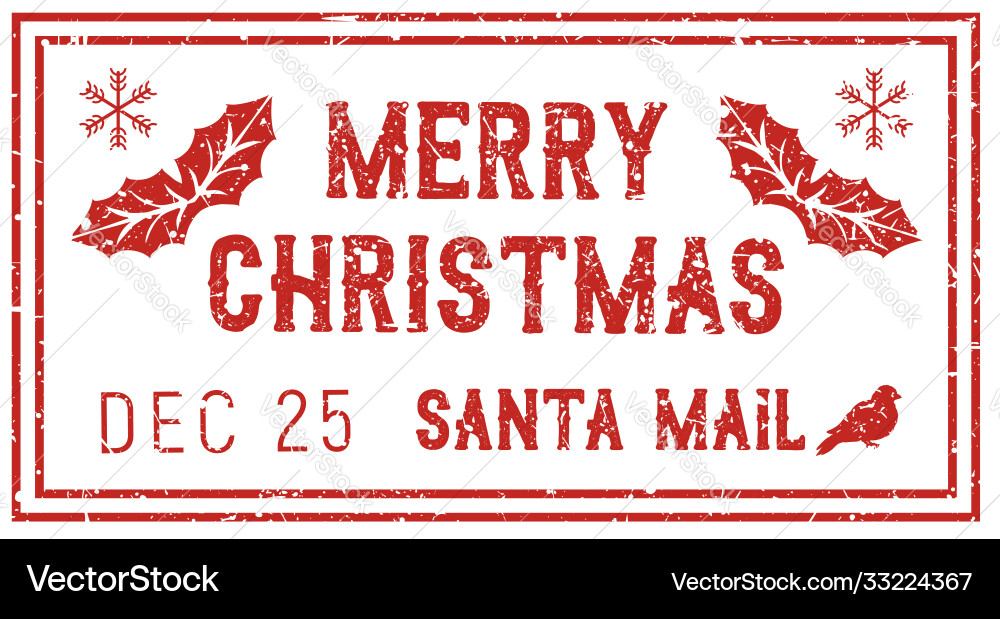 Christmas santa mail stamp isolated Royalty Free Vector