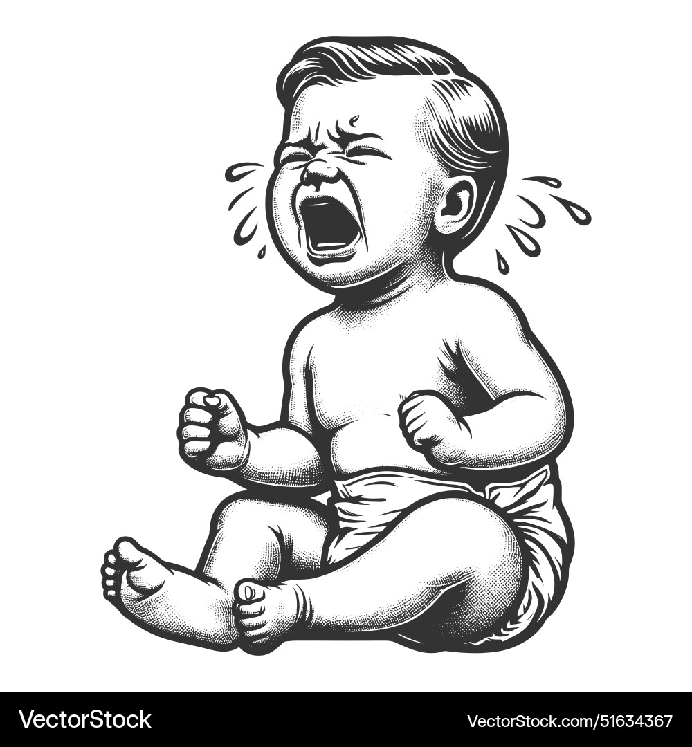 Crying Baby Sketch Royalty Free Vector Image - VectorStock