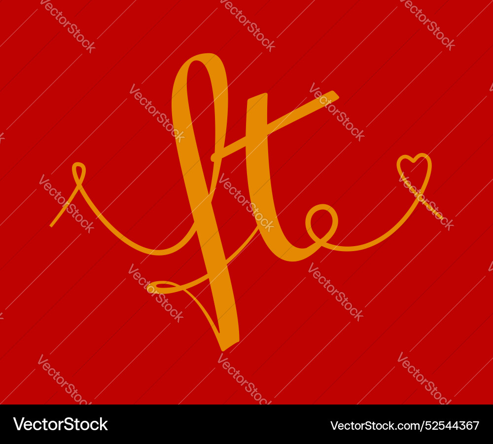 Ft initial wedding monogram calligraphy hand Vector Image