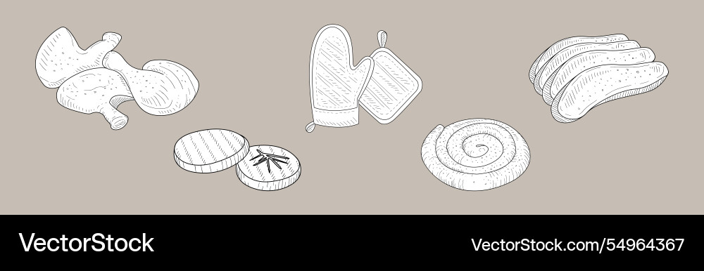 Grill and barbecue cookout element object Vector Image