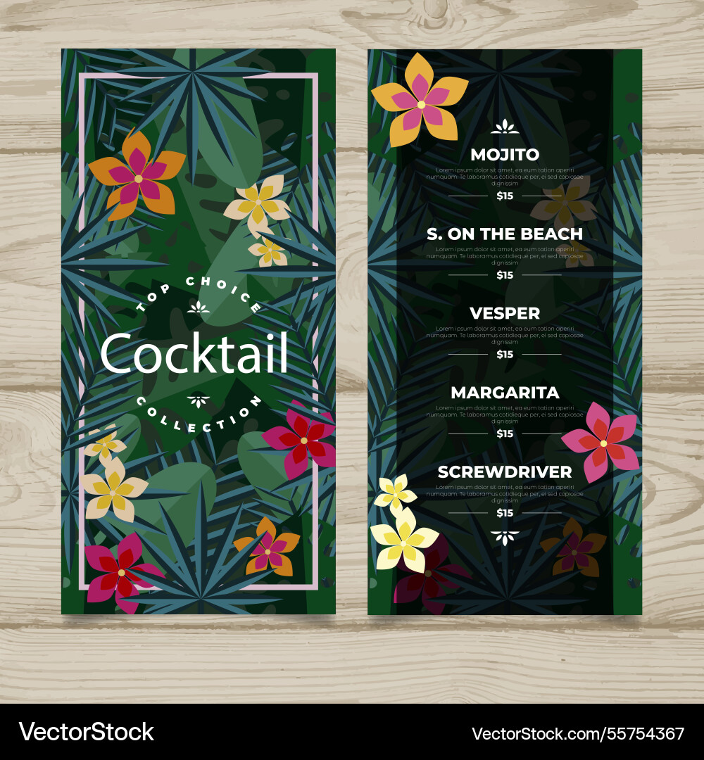 Hand drawn cocktail menu template Royalty Free Vector Image