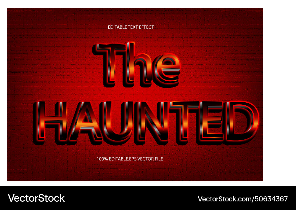 Haunted editable text effect 3d emboss gradient Vector Image