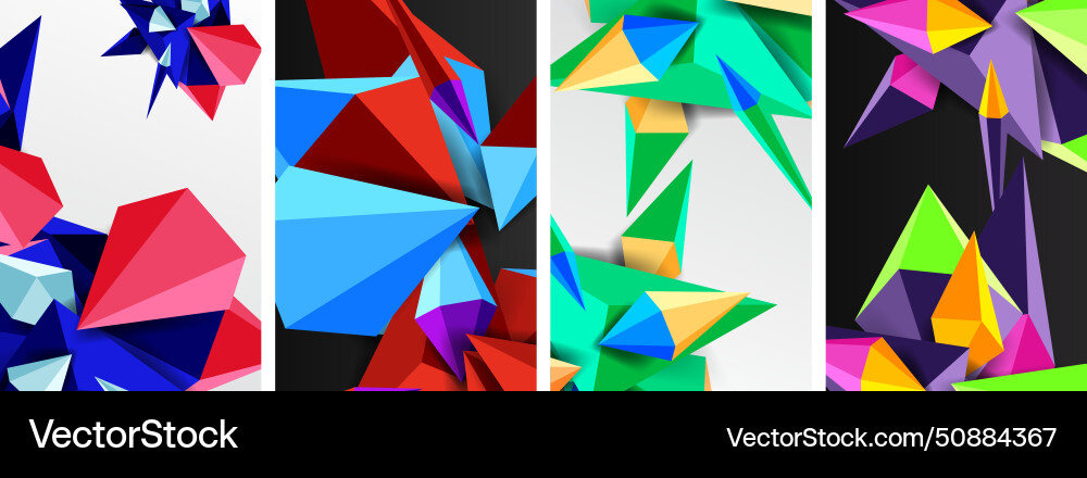 Set of triangle geometric low poly 3d shapes Vector Image