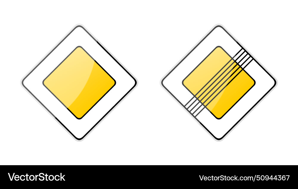 Traffic yellow road sign priority main Royalty Free Vector