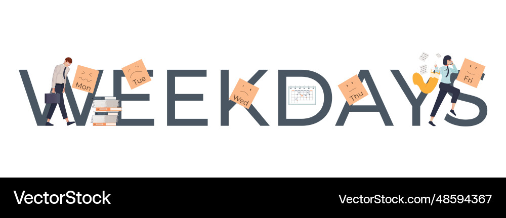 Work week flat text Royalty Free Vector Image - VectorStock