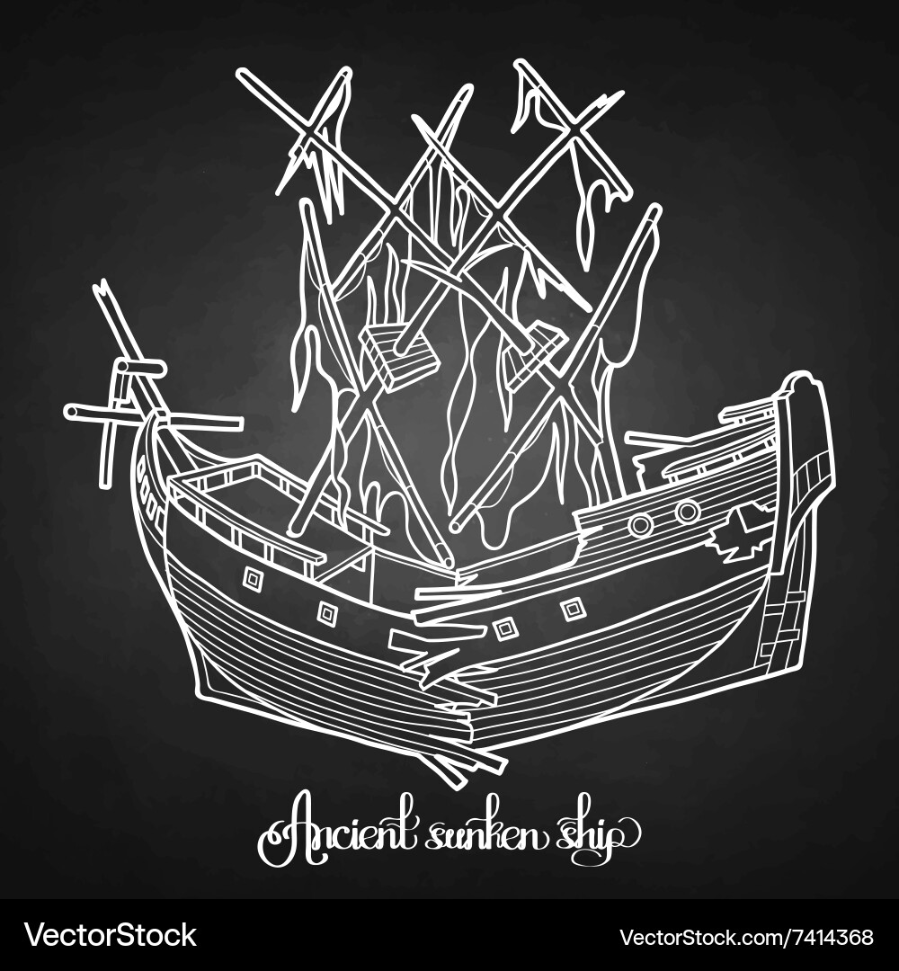 Ancient sunken ship Royalty Free Vector Image - VectorStock