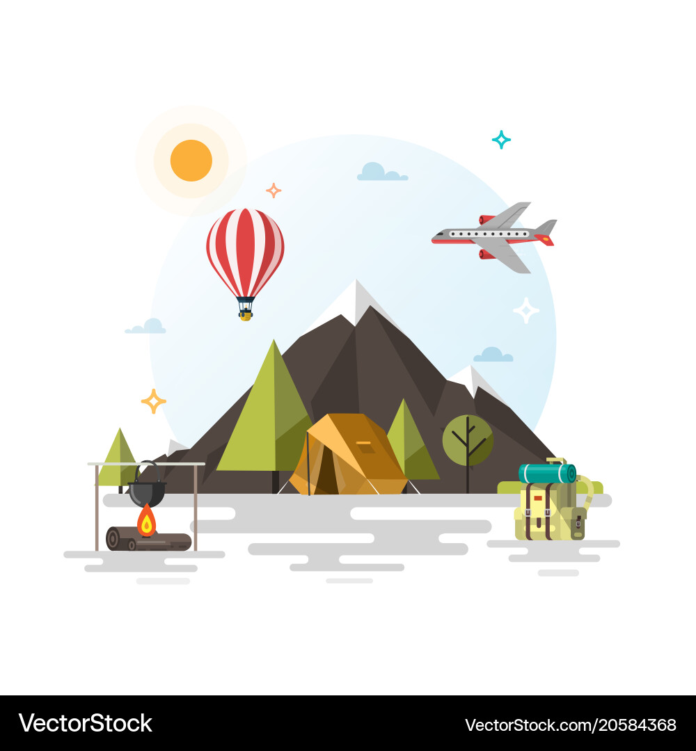 Camping and mountain camp Royalty Free Vector Image