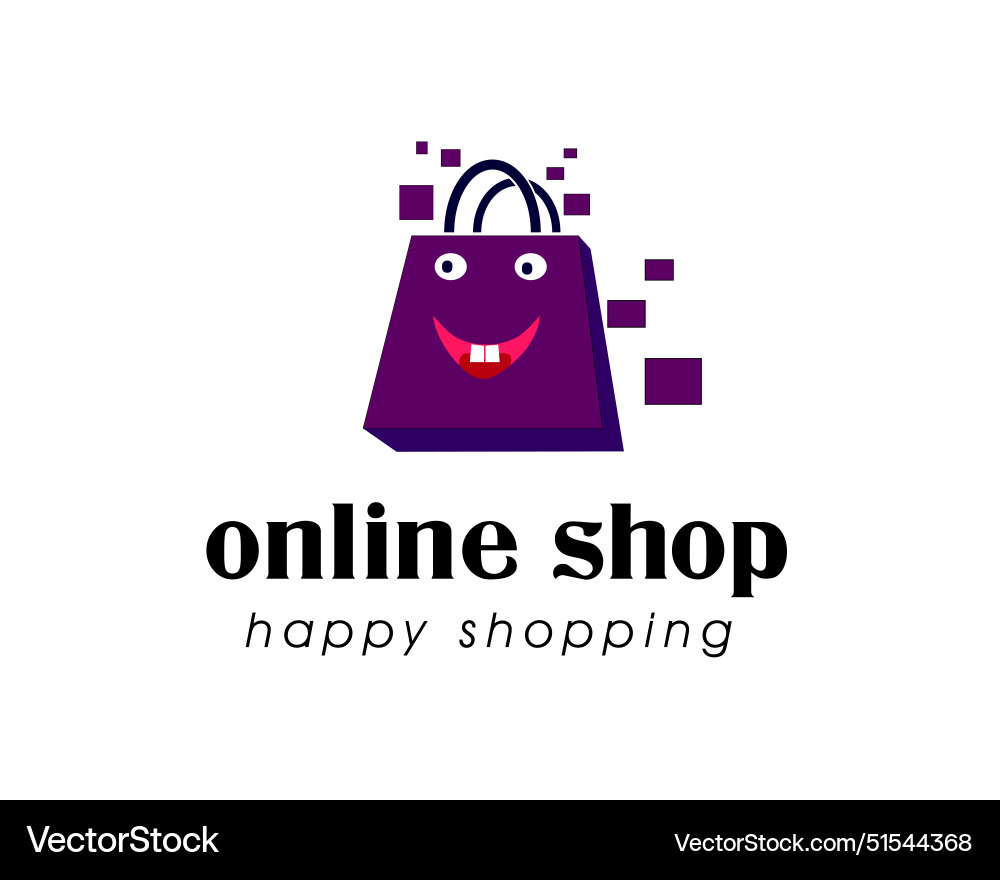 Creative happy shopping logo Royalty Free Vector Image