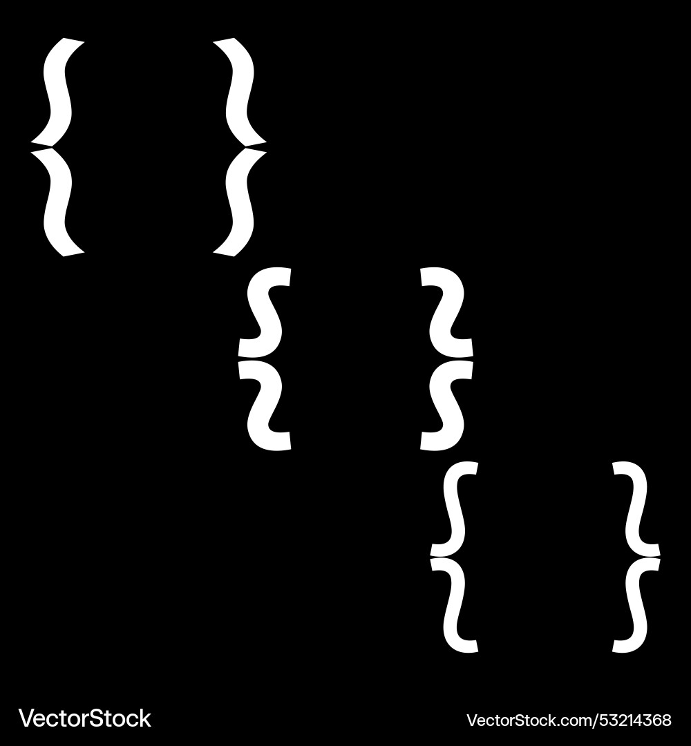 Curly bracket pattern white brackets on black Vector Image