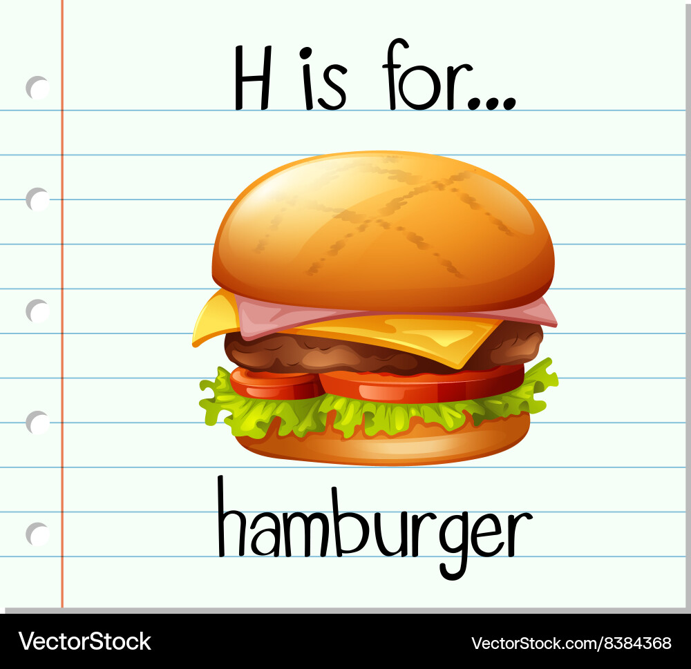Flashcard letter h is for hamburger Royalty Free Vector