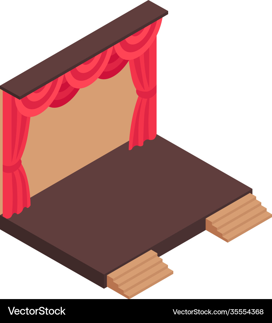 Isometric Stage with Curtains Royalty Free Vector Image