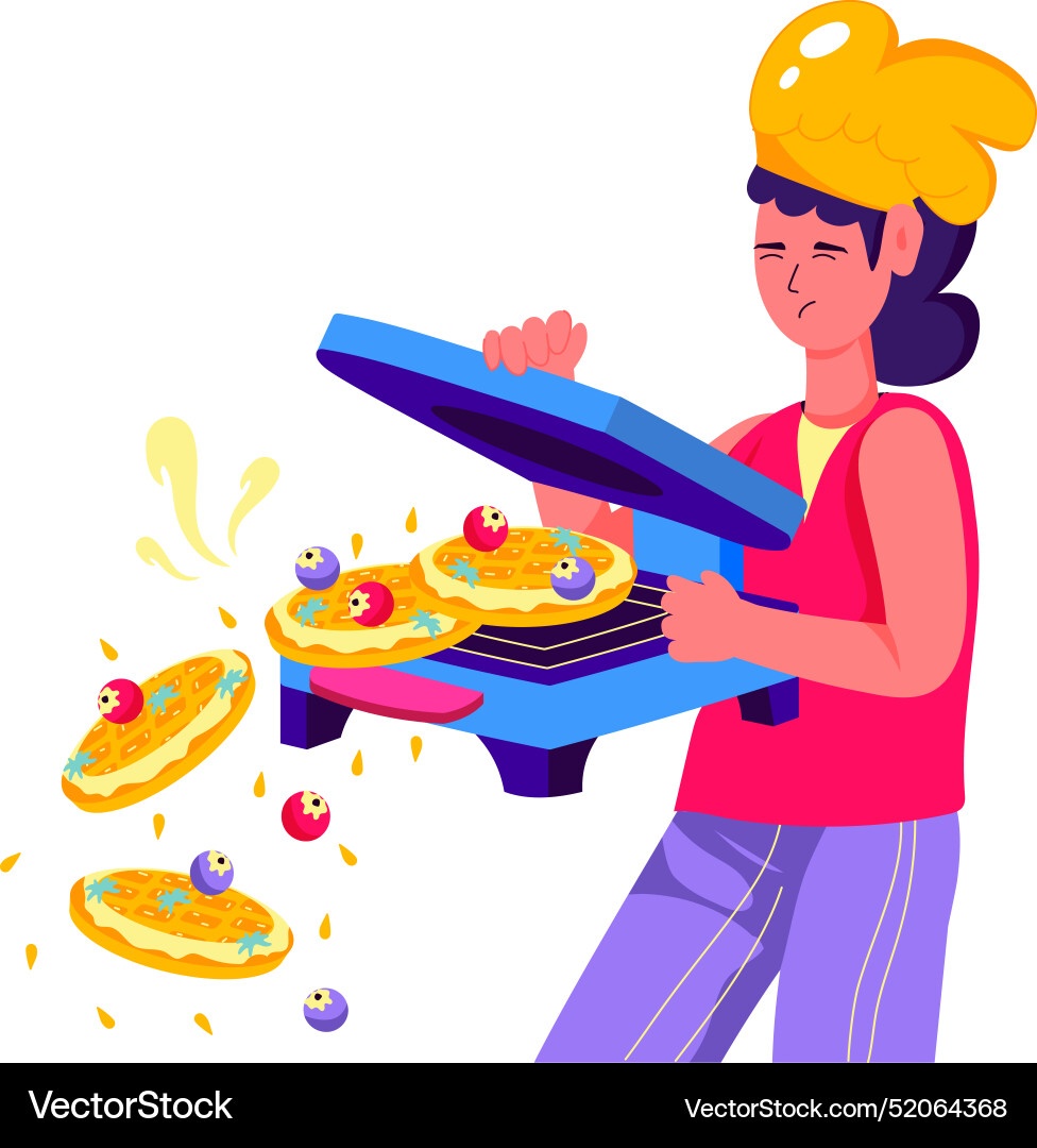 Making waffles Royalty Free Vector Image - VectorStock