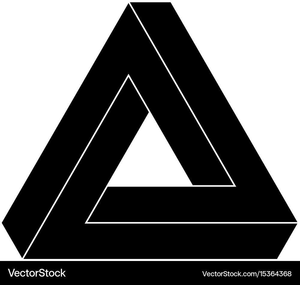 Penrose Triangle Illusion Icon Royalty Free Vector Image