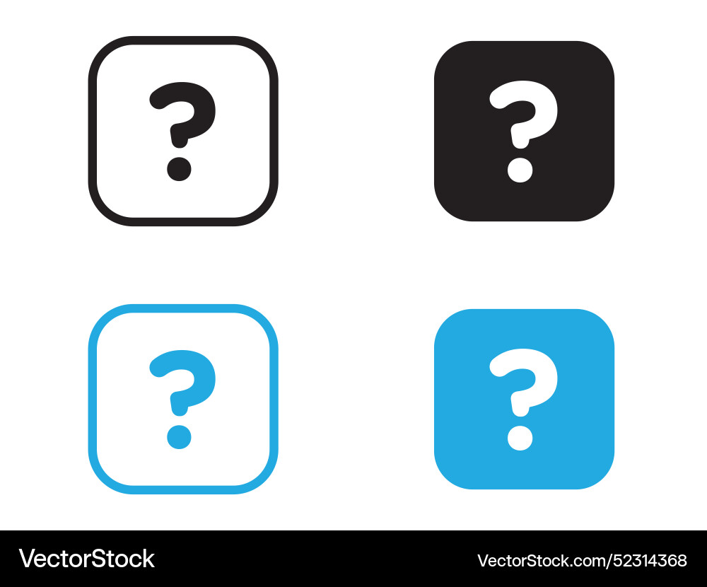 Question mark icon black and white outline sign Vector Image