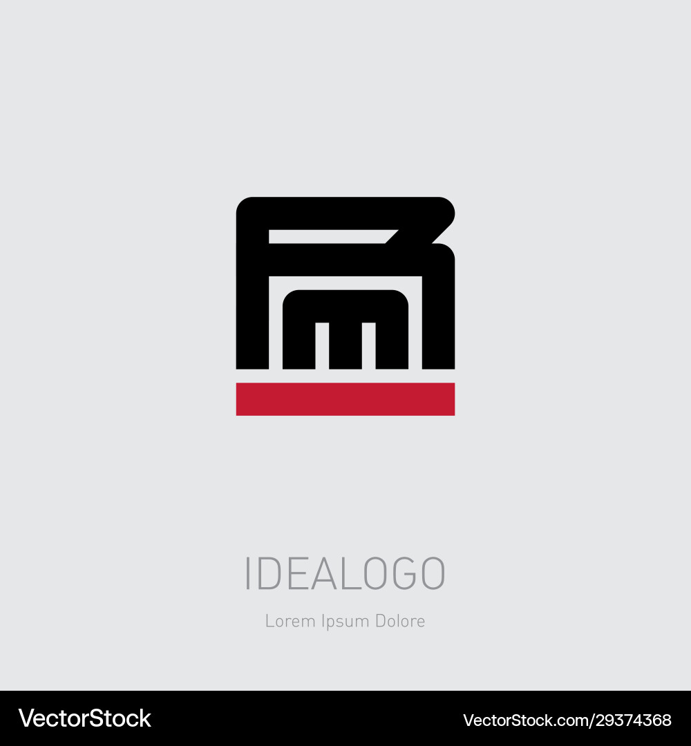 Rm - logotype with letters and parallel red lines Vector Image