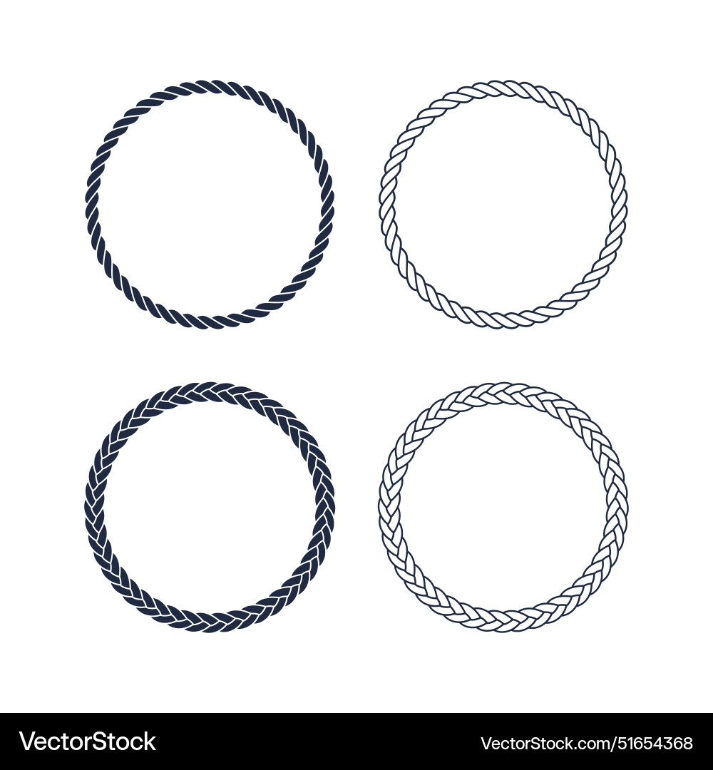 Rope border frame and round Royalty Free Vector Image