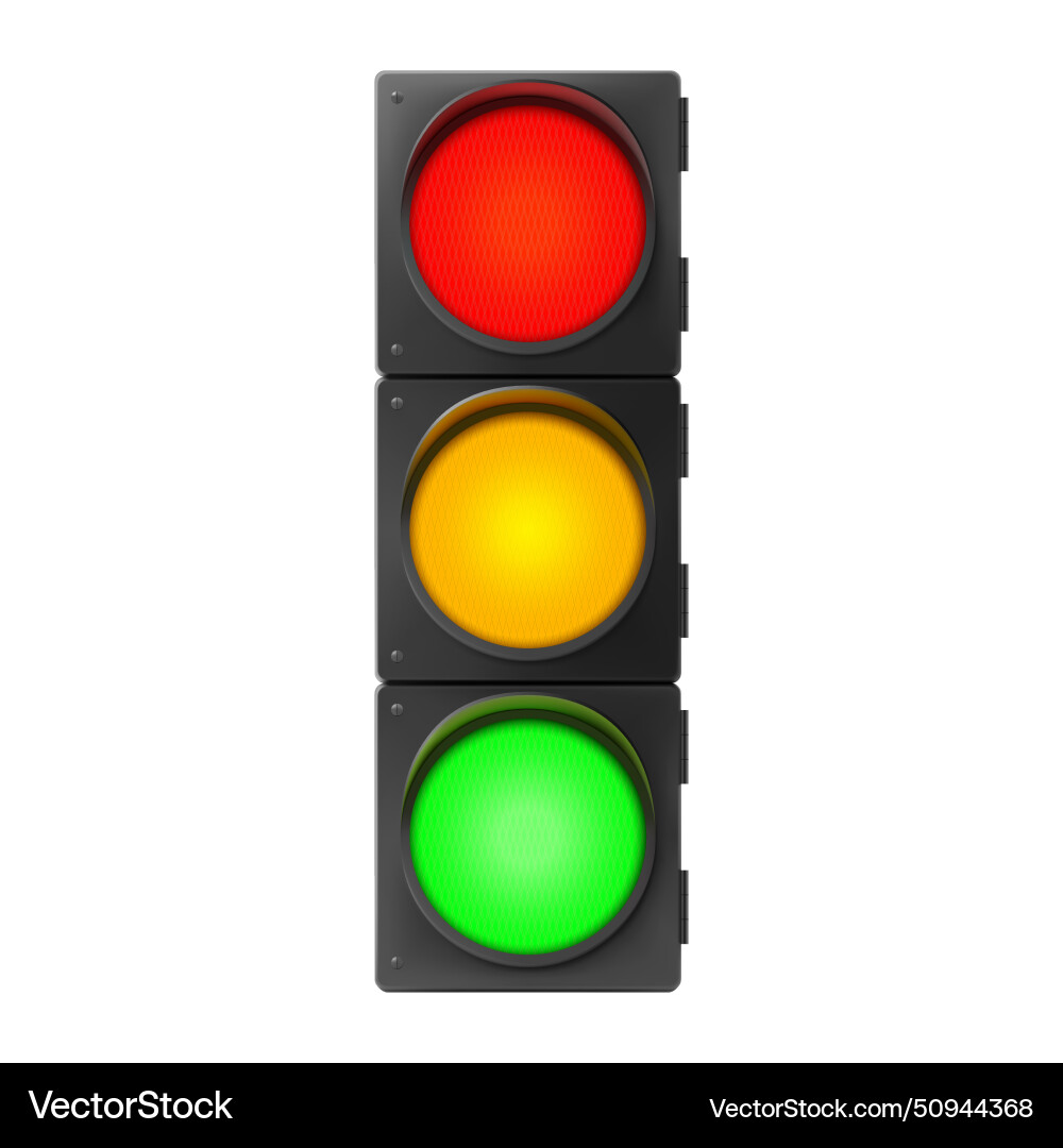 Traffic lights isolated on white realistic 3d Vector Image