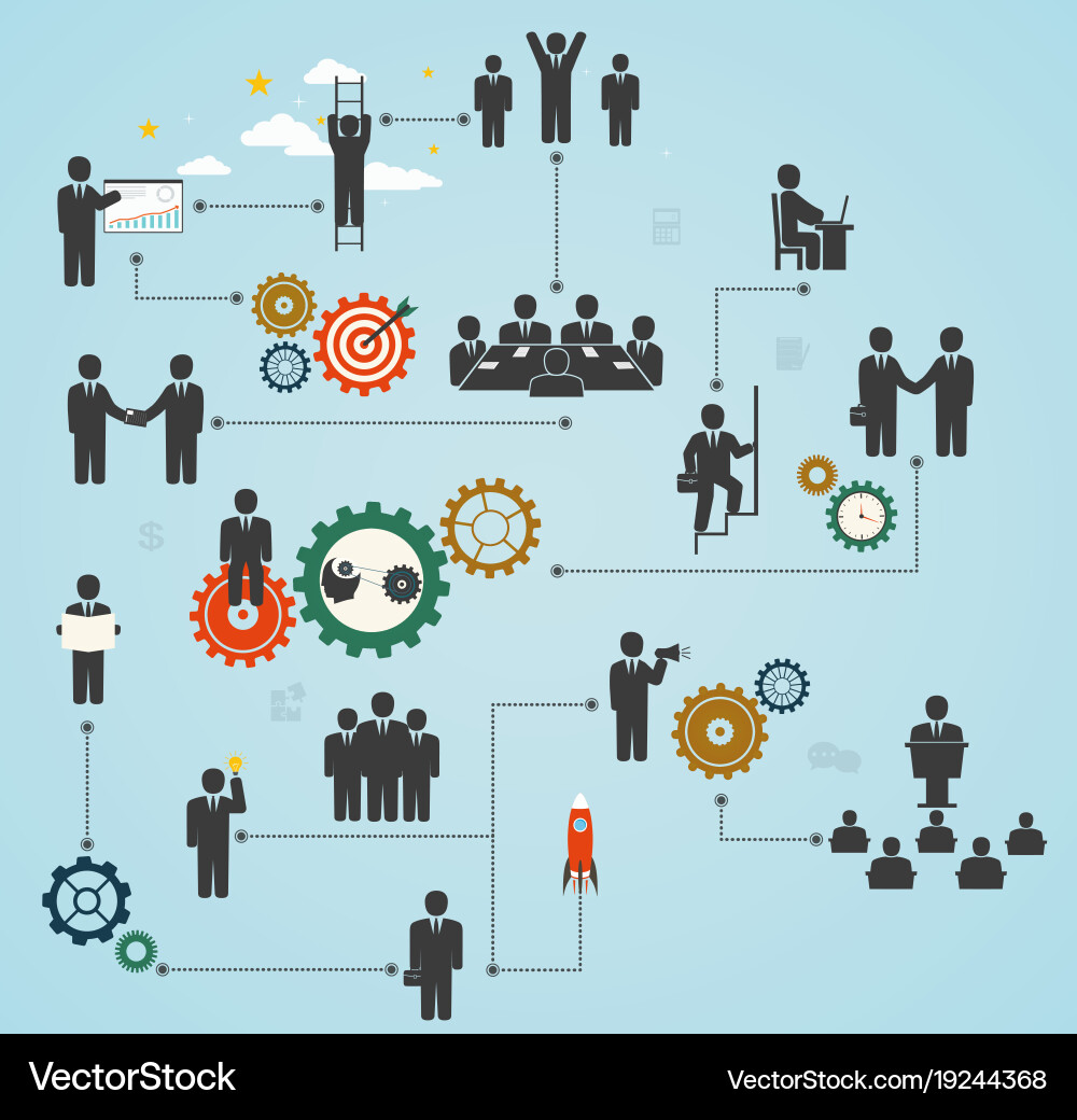 Workforce team working business people in motion Vector Image