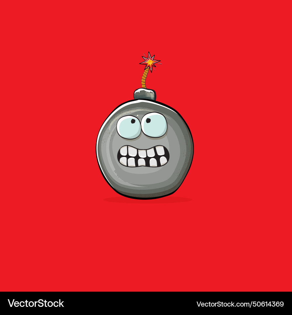 Cartoon burning bomb characters isolated on red Vector Image