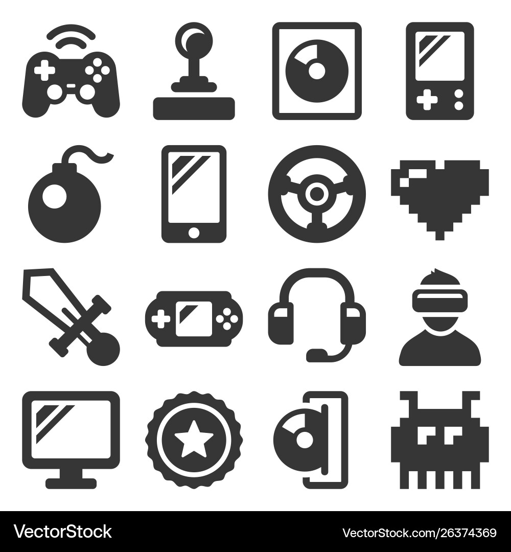 Computer video game icons set on white background Vector Image