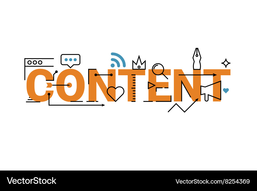 Content word lettering design Royalty Free Vector Image