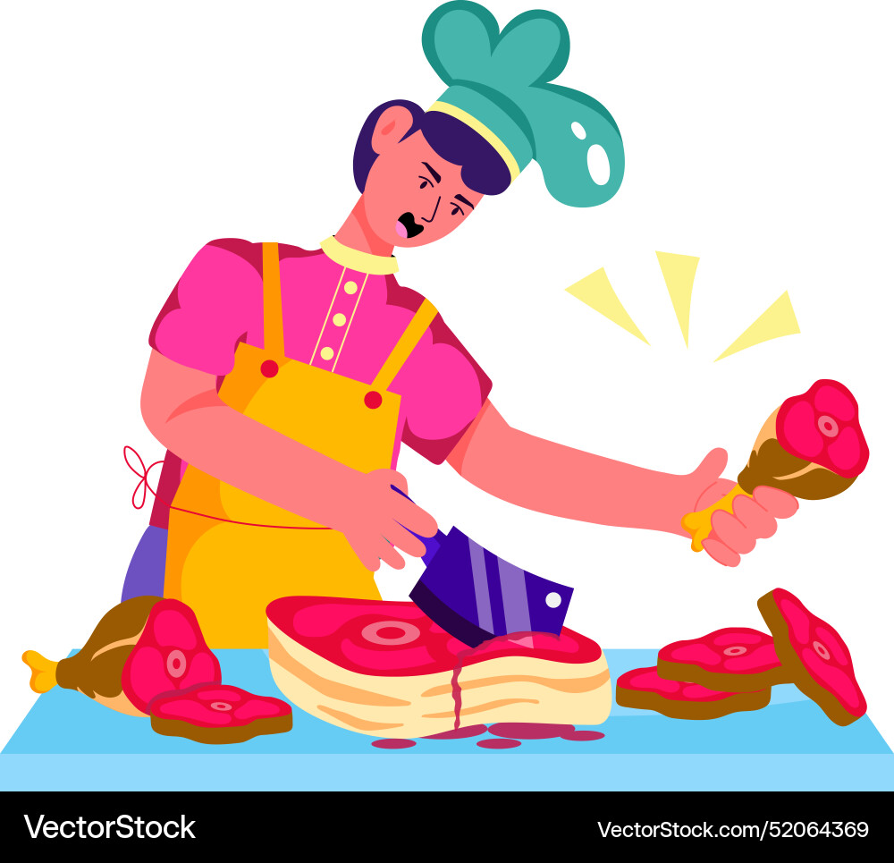 Cutting meat Royalty Free Vector Image - VectorStock