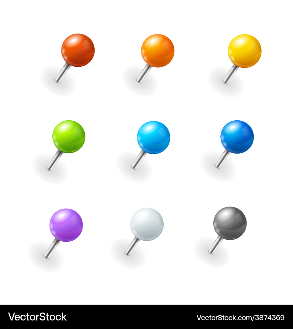 Pushpins set Royalty Free Vector Image - VectorStock