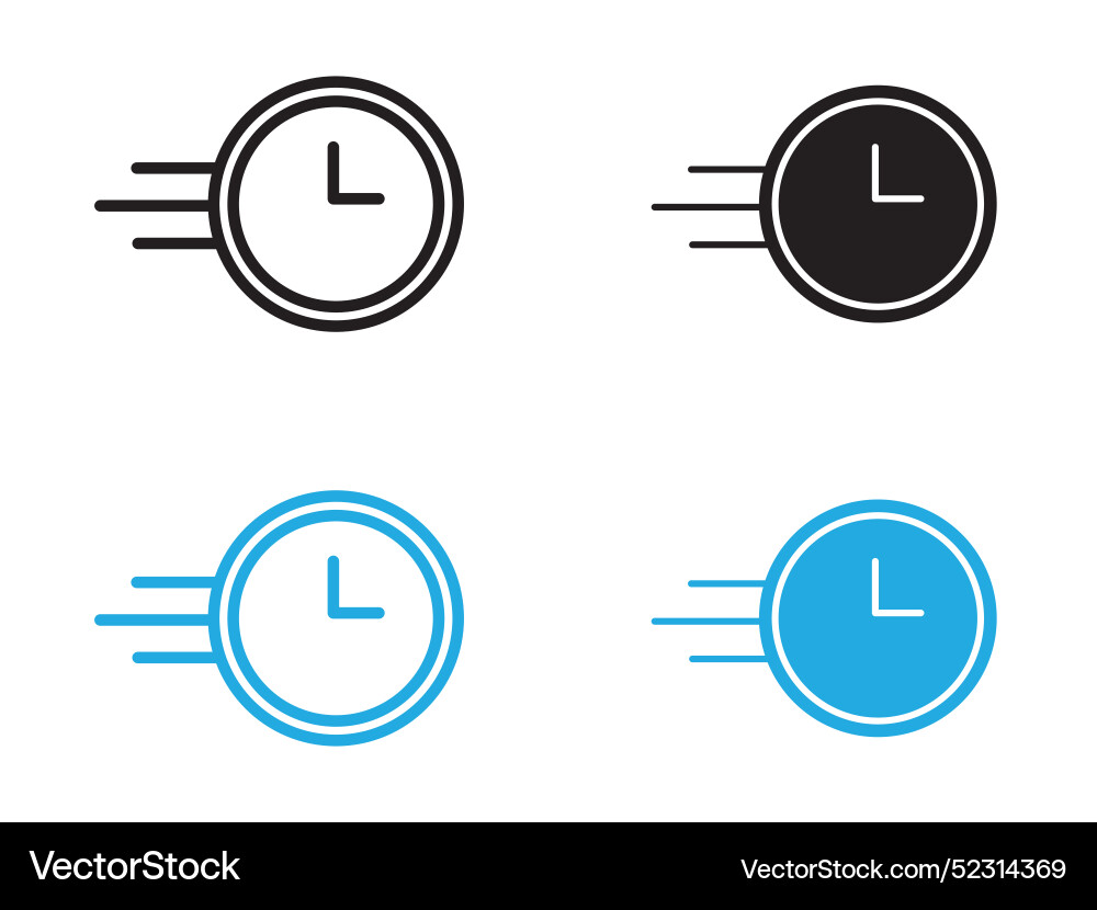 Quick time icon black and white outline sign Vector Image
