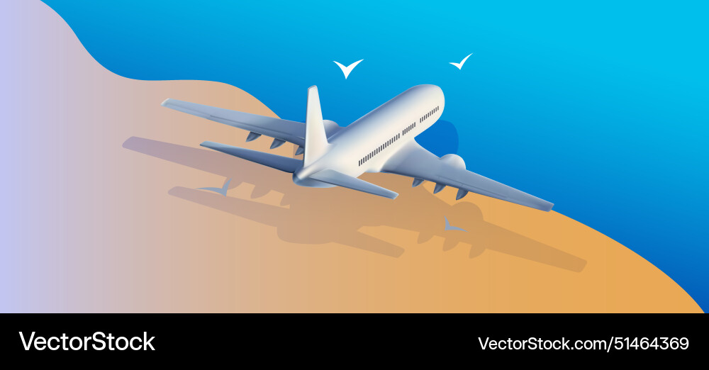 Realistic aircraft passenger plane sky flying Vector Image