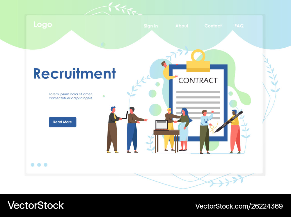 Recruitment website landing page design Royalty Free Vector