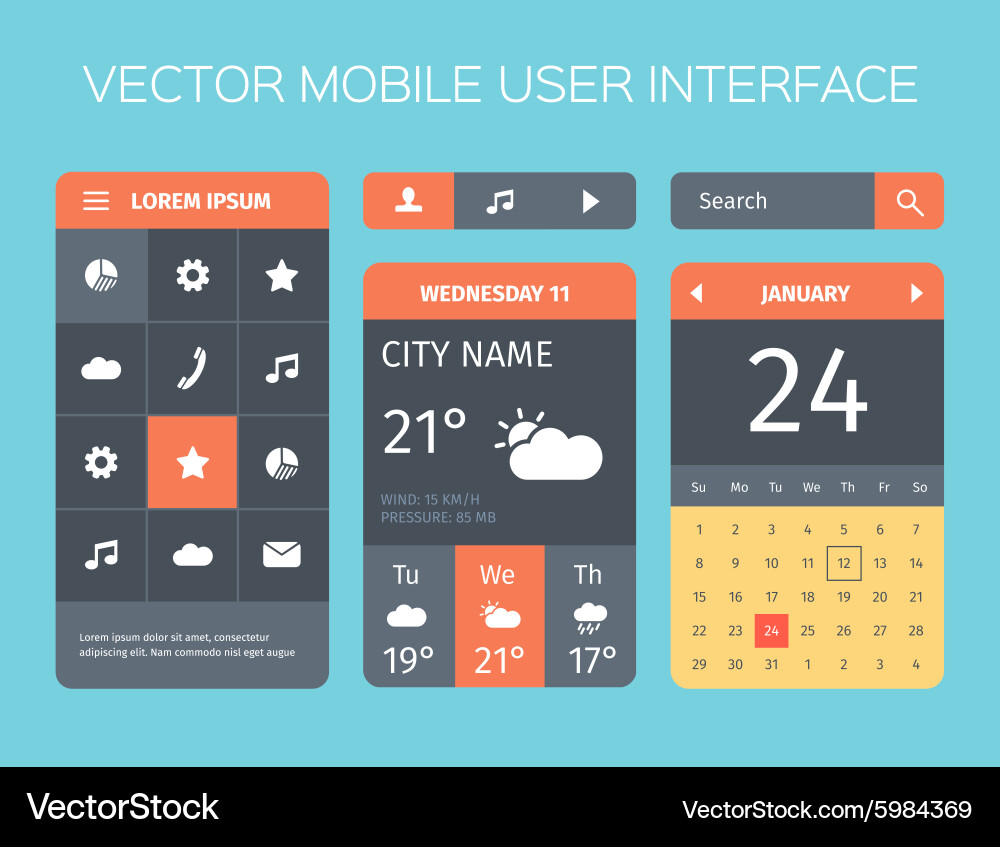 Set of mobile interface Royalty Free Vector Image