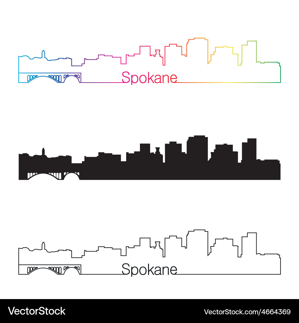 Spokane skyline linear style with rainbow Vector Image