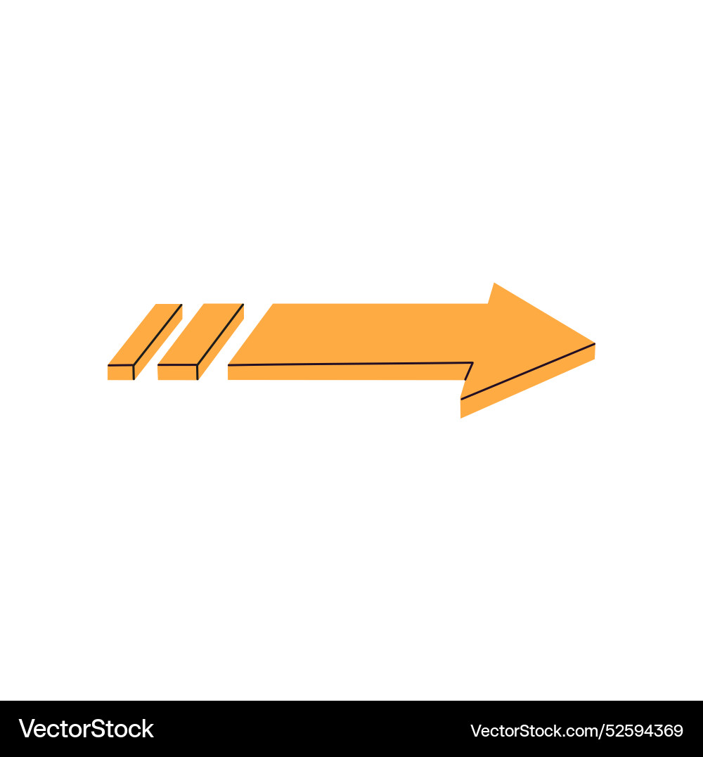 Yellow 3d arrow pointing side left or right Vector Image
