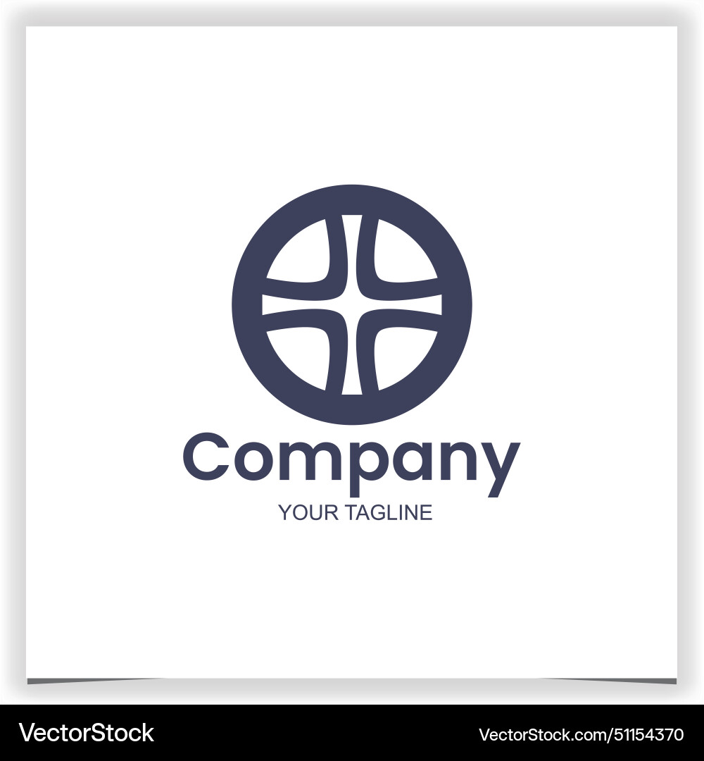 Blue round logo with a cross logo design template Vector Image
