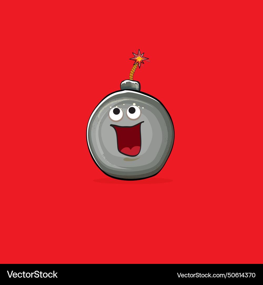 Cartoon burning bomb characters isolated on red Vector Image