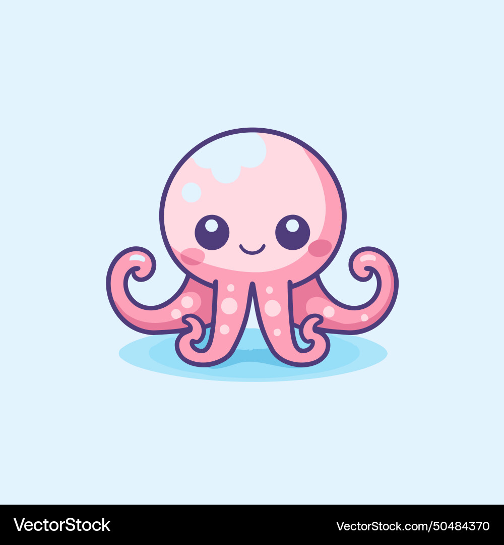 Cute cartoon octopus character isolated on white Vector Image