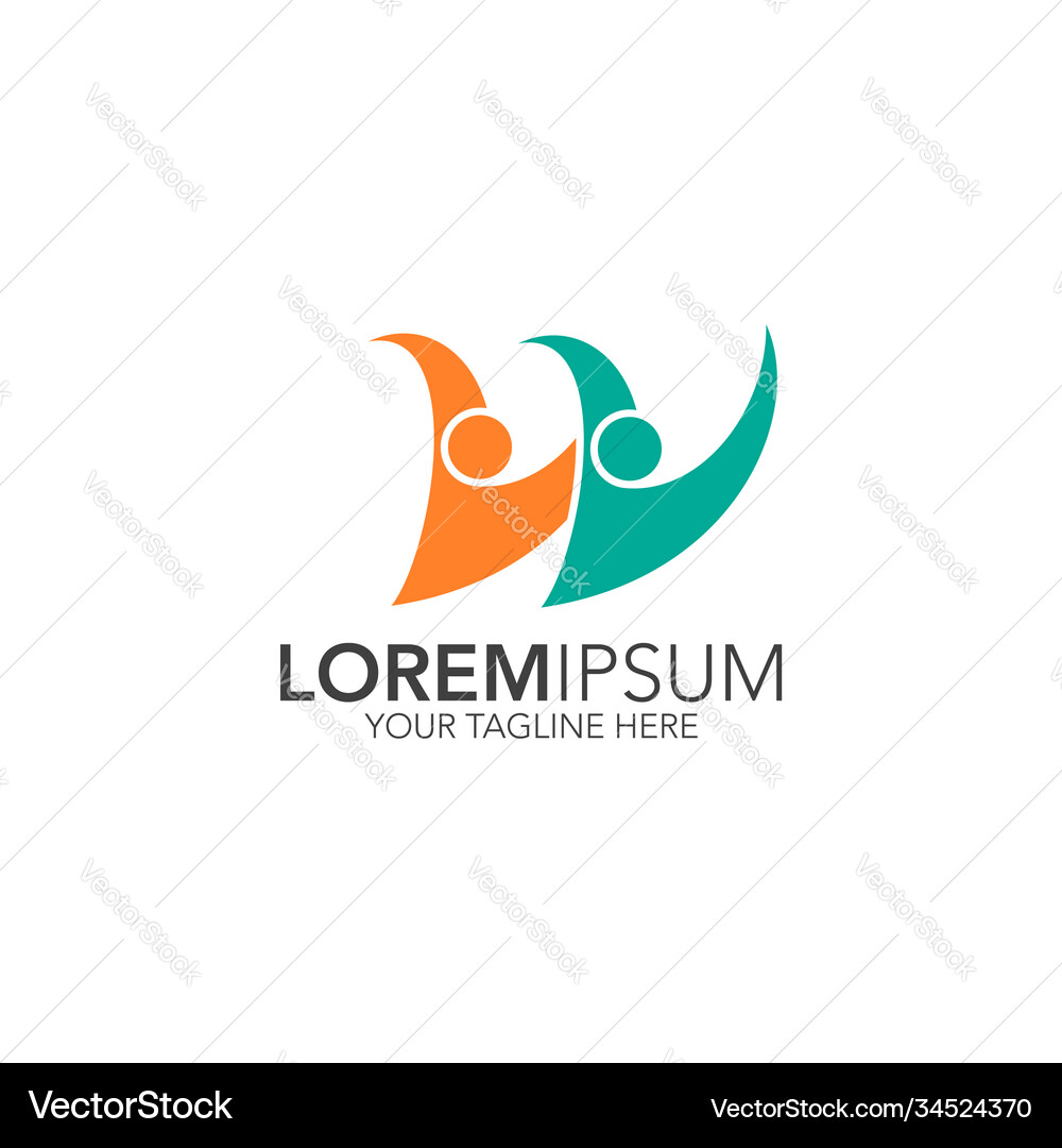 Health logo with two people icon Royalty Free Vector Image