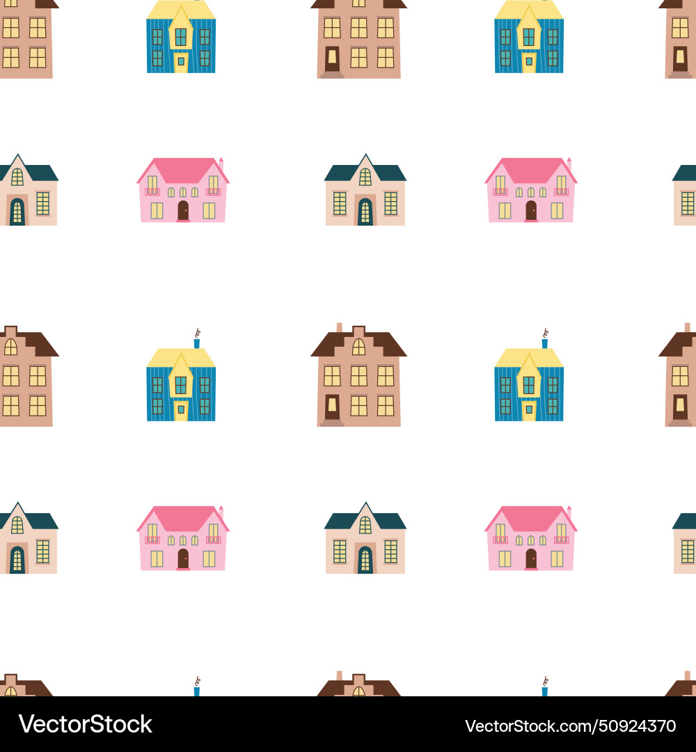 Houses seamless pattern Royalty Free Vector Image