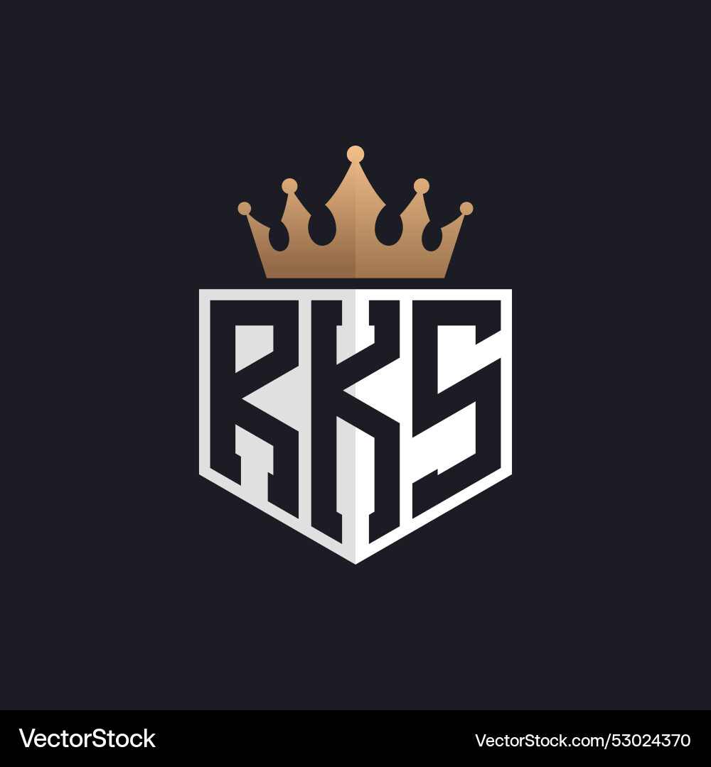 Luxury rks logo with crown elegant initials Vector Image