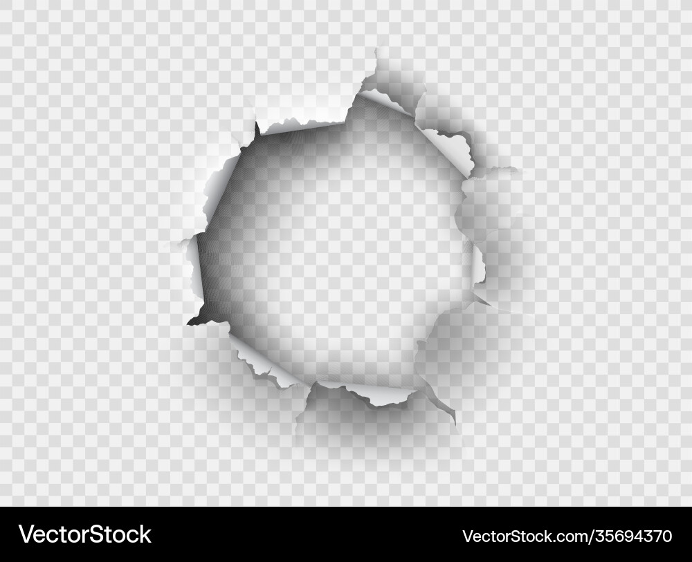 Ragged hole torn in ripped paper on background Vector Image