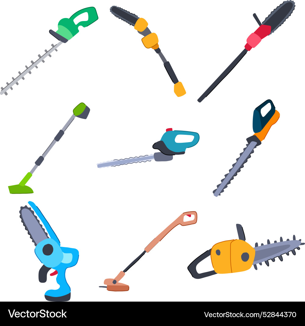 Tree trimmer set cartoon Royalty Free Vector Image